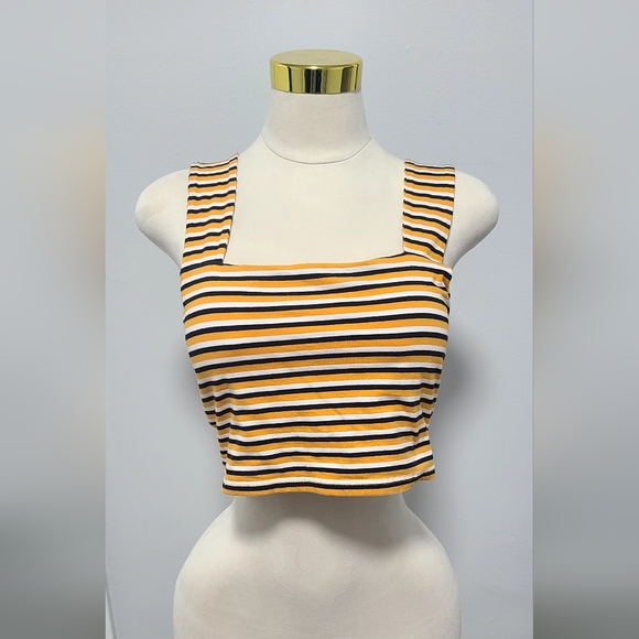 Cotton On | Tops | Cottonon Xl Yellow Striped Cropped Tank | Poshmark